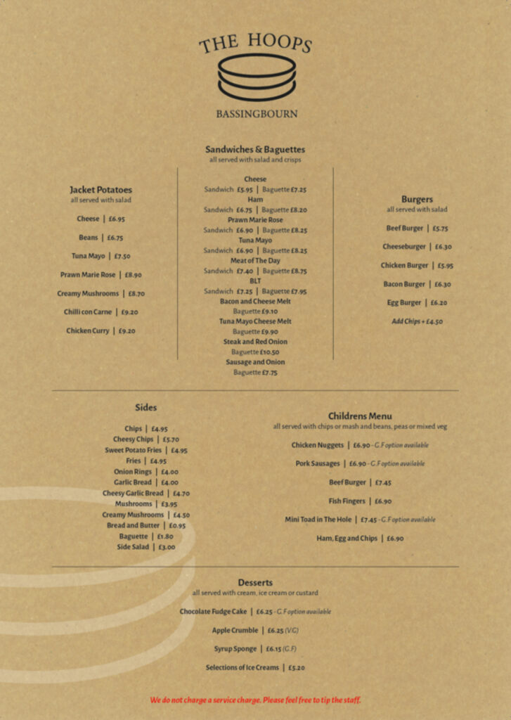 Menus - The Hoops