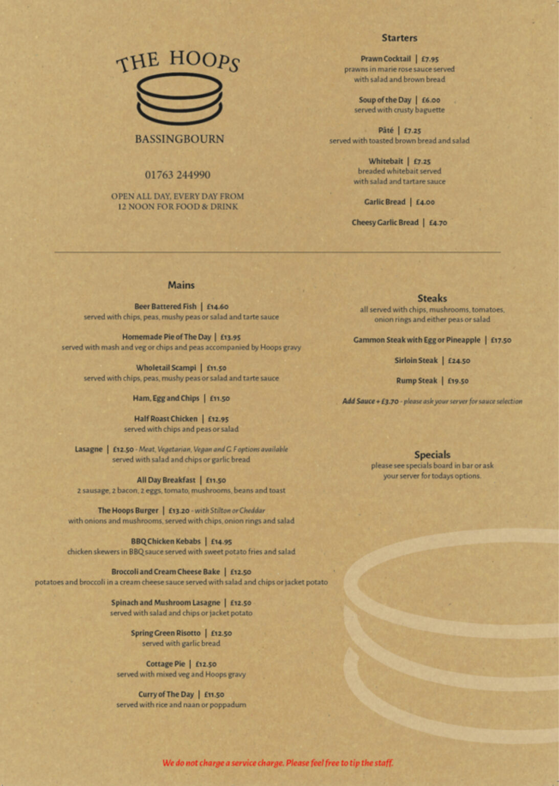 Menus - The Hoops